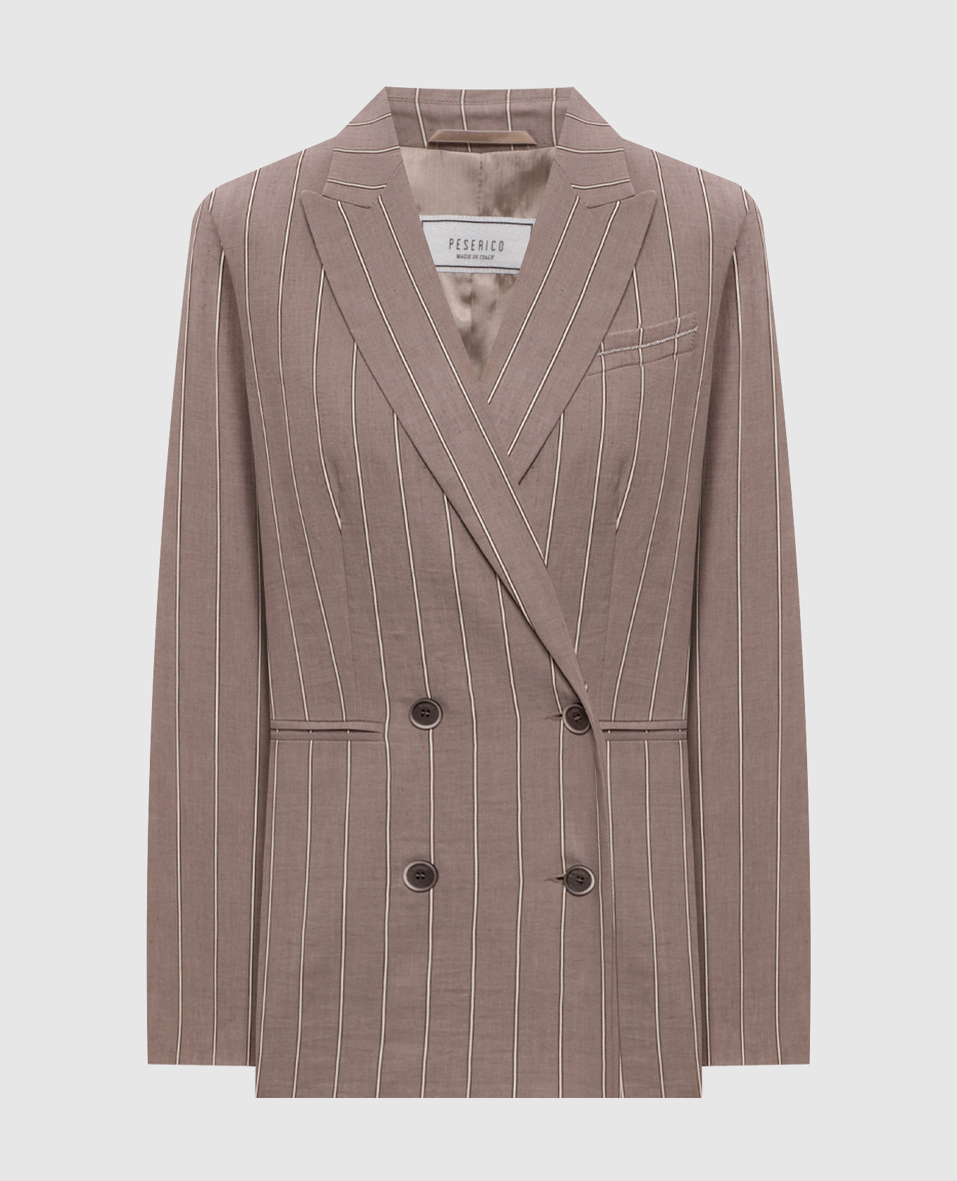 Peserico - Сірий двобортний жакет в смужку з льоном A0119900676 купити ...